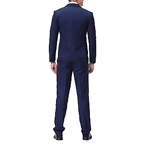 Mens Modern Fit 3-Piece Suit Blazer Jacket Tux Vest and Trousers,Navy,Small