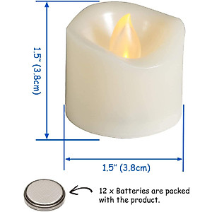 CANDLE IDEA Realistic Flame LED Tea Lights 12 Pack 1.5" x 1.5", Flameless Flickering Tea Candle Battery Operated/Electric Tealights Small LED Candles for Halloween, Christmas, Lantern Decorations