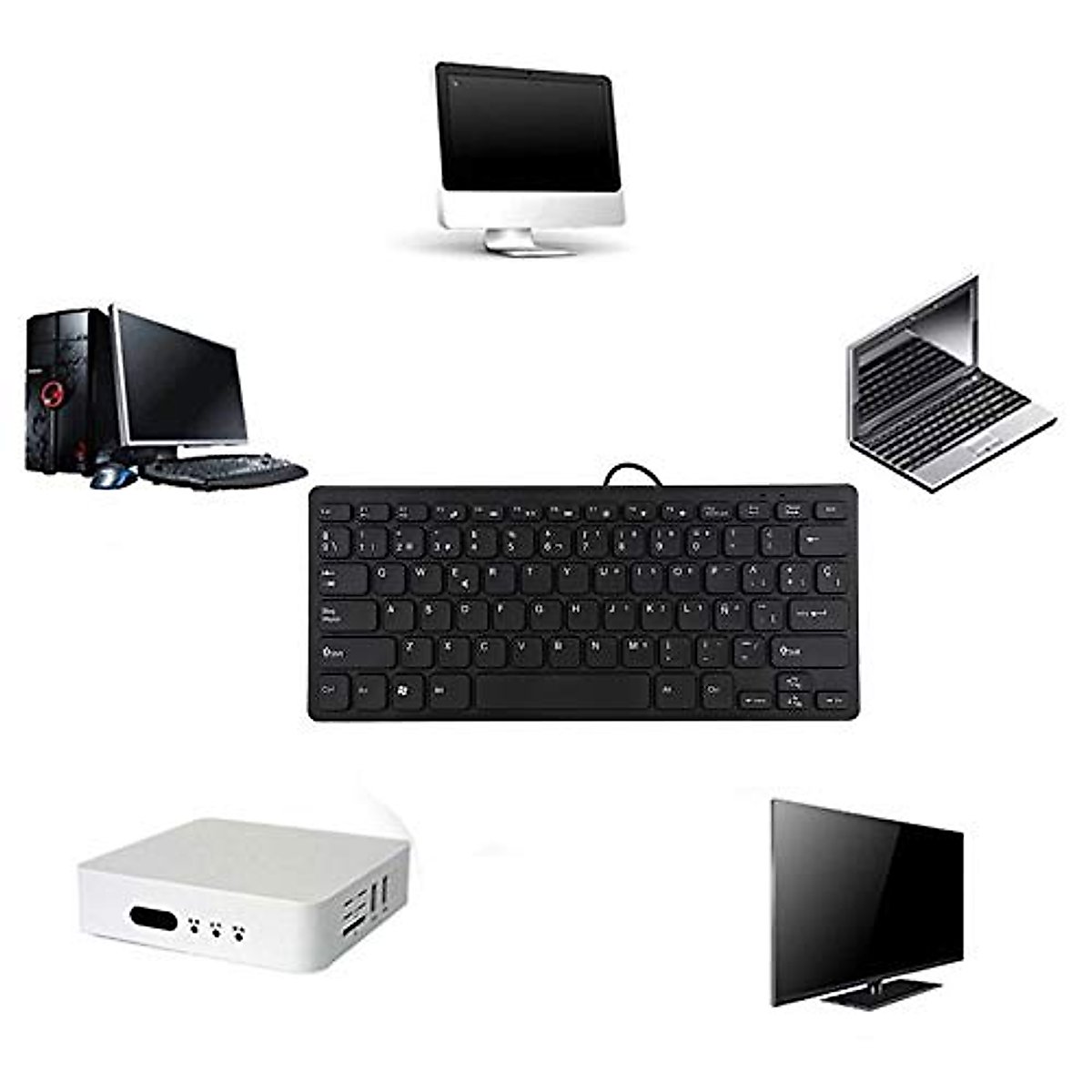 ciciglow Mini Wired Keyboard, 78 Keys Keypad, Portable Ultra Thin Mechanical Gaming Keyboard, Mini USB Wired Office Keyboard for Computer Laptop