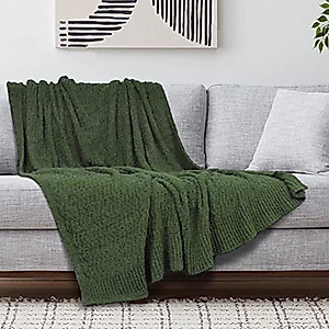 Waffle Knit Throw Blanket Super Soft Warm Blanket for Couch Lightweight Blanket for Bed Sofa 60x80 Dark Green