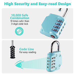 KAWAHA CL11AS Combination Lock, 4 Digit Outdoor Combination Padlock Set Your own Combination for Gym Locker Lock, School, Gates, Doors, Toolbox, Hasps and Storage (Aqua Sky *1)