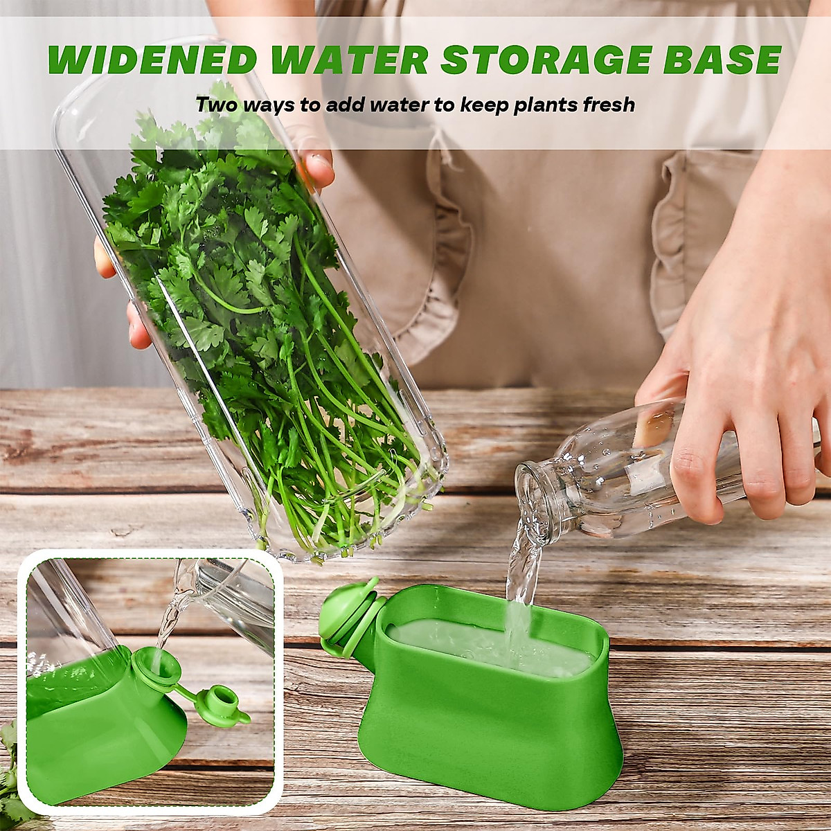 Baderke 2 Pieces Herb Saver for Refrigerator Herb Keeper Herb Storage Containers Herb Saver Pod for Cilantro, Parsley, Asparagus, Keeps Vegetables for 2-3 Weeks (Green)