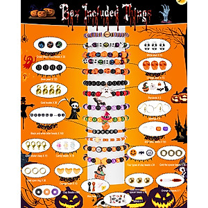 Goldwise Halloween Friendship Bracelet Kit,1 Box Halloween Beads and Black Letter Beads (A-Z) for Jewelry Making, Varieties of Halloween Charms Jewelry Making，DIY Crafts for Gifts Party Favors