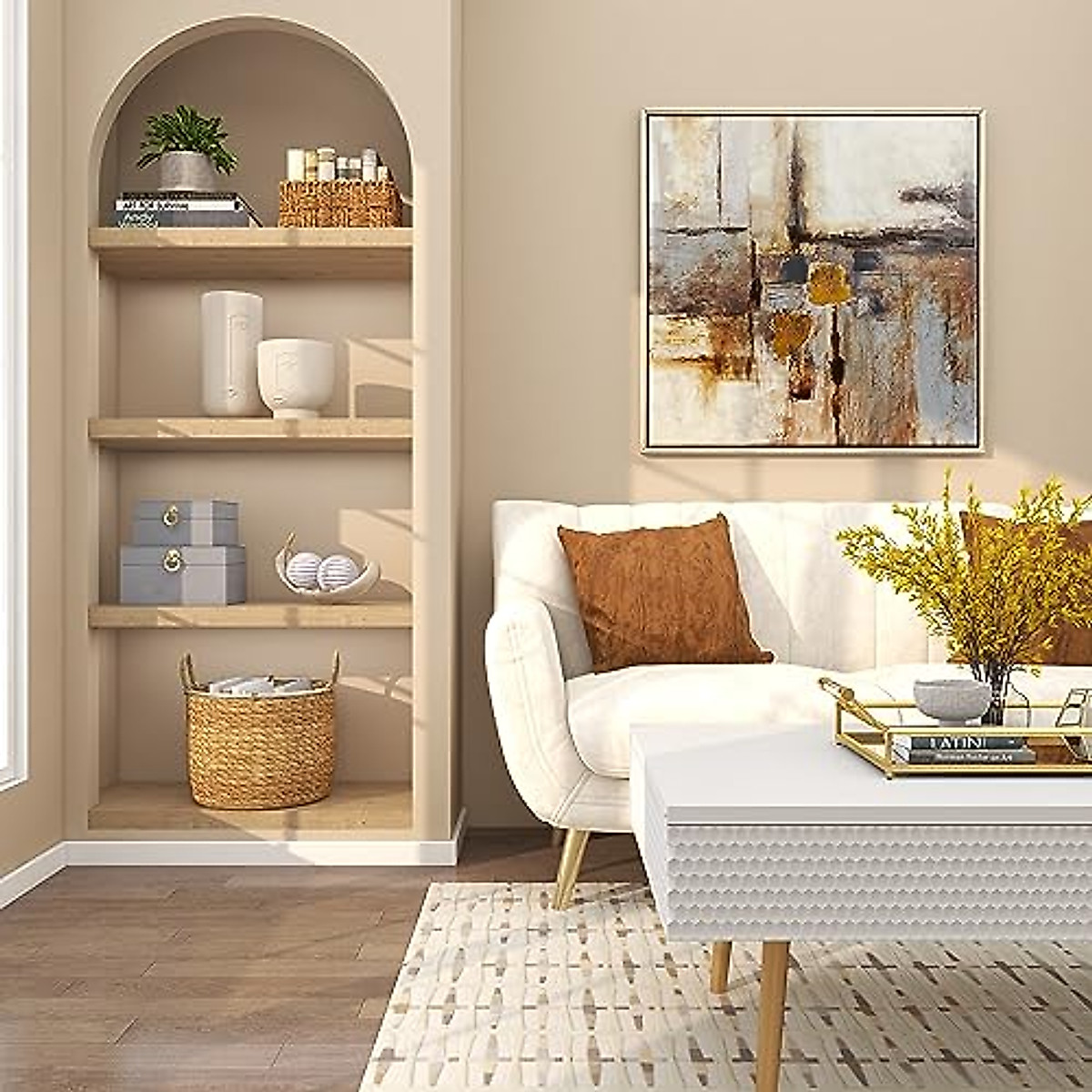 CosmoLiving by Cosmopolitan Polystone Bird Curved Feather Decorative Bowl with Distressed Gold Accents, 13" x 8" x 8", White, SMALL SIZE