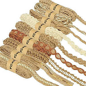 9 Rolls Jute Ribbons Lace Craft Ribbon 18 Meters for Crafts Wraping Gifts Party Holiday and Rustic Wedding Decorations