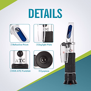 LACHOI 3-in-1 Antifreeze Refractometer with ATC Antifreeze Tester for Checking Freezing Point of Automobile Antifreeze System Battery Acid and Windshield Washer Fluid 3-in-1 coolant Tester