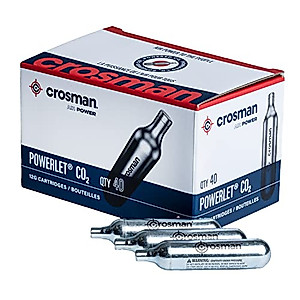 Crosman 12-Gram CO2 Powerlet Cartridges For Use With Air Rifles And Air Pistols, Pack of 40