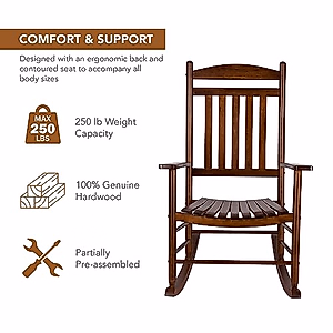 Shine Company Maine Wood Rocking Chair, Oak