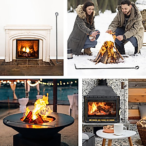 Fire Poker for Fire Pit, 33.5 Inch Extra Long, Black Powder Coated, Rust Resistant Fireplace Poker for Fireplace, Camping, Wood Stove, Indoor, Outdoor Fire Pits & Camping Accessories