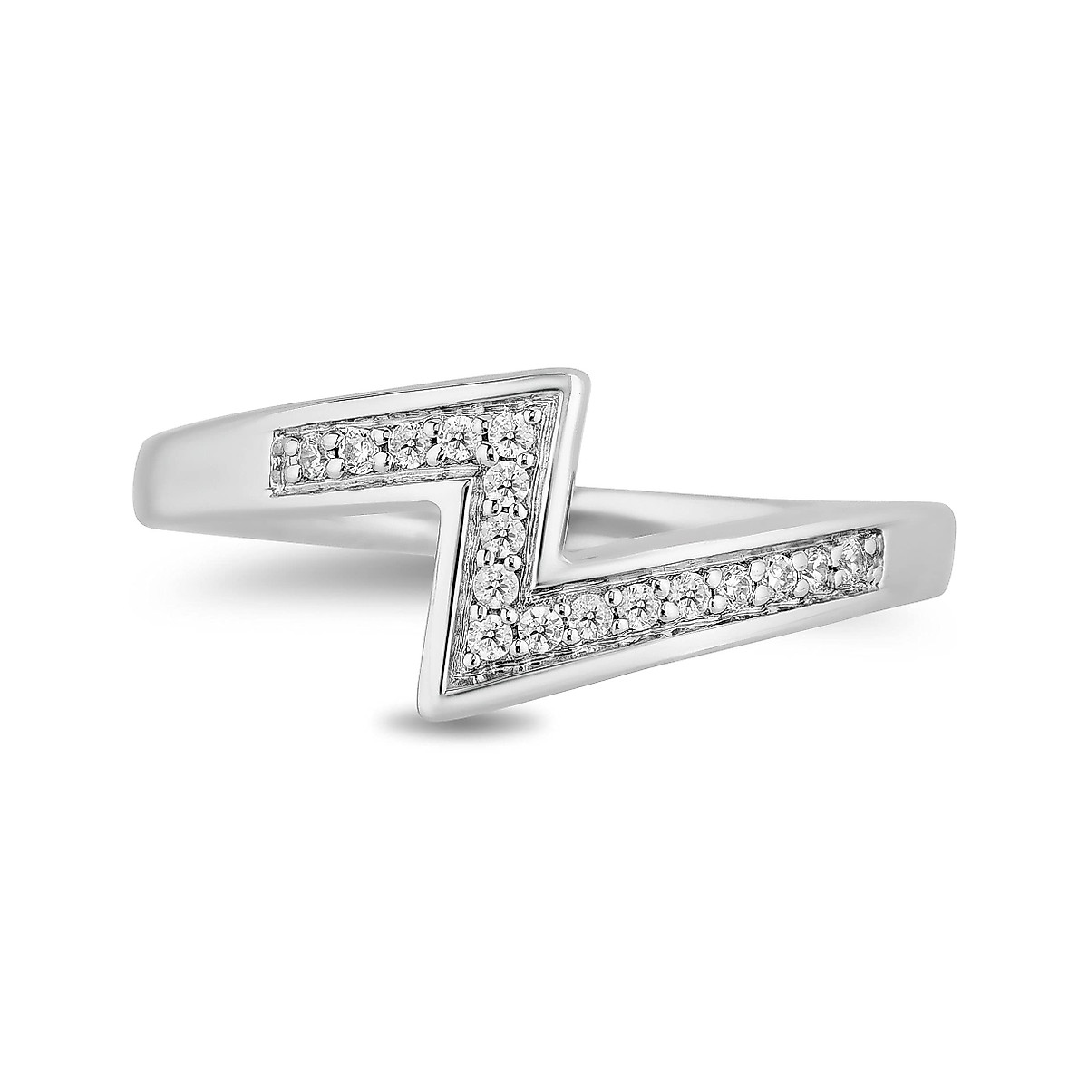 Jewelili Enchanted Disney Fine Jewelry I Rock Sterling Silver and Black Rhodium 1/4 cttw Diamond Disney Cruella Live Action Stack Ring, Size 9