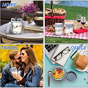 LEFIMOT Overnight Oats Containers with Lids, Spoons, 4 Pack Oats Jars 12 oz Reusable Large Capacity Airtight Oatmeal Container with Measurement Marks for Cereal Yogurt, Milk, Salads, Fruit(Grey)