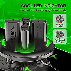 Rechargeable Battery Packs for Xbox One/Xbox Series X|S, 4 X 1500mAh Xbox one Controller Battery Packs, Rechargeable Batteries with Charger for Xbox One/One S/One X/One Elite