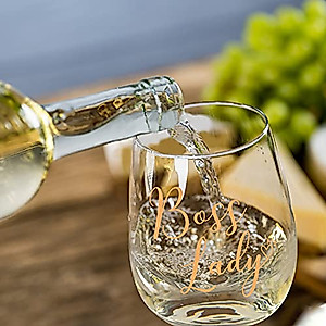 Waipfaru Boss Lady Stemless Wine Glass, Bosses Day Gift Wine Glass, Funny Gift Christmas Gift Birthday Gift Retirement Gift for Female Boss Boss Lady Boss Baby Manager Director Mother Friends, 15Oz