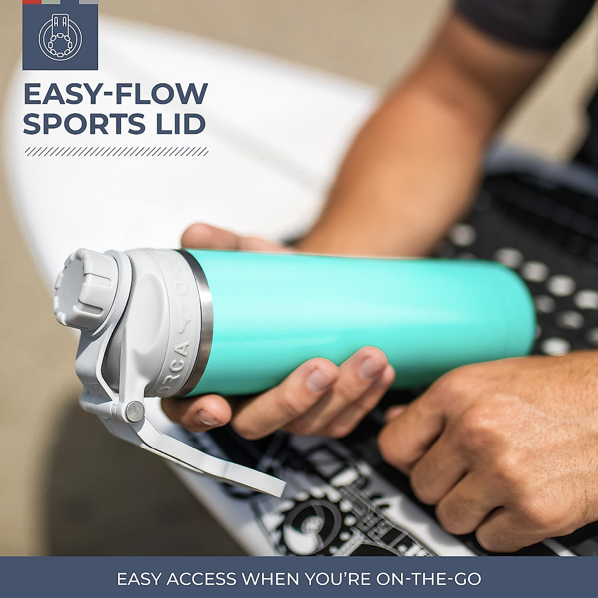 ORCA Hydra 22oz | Insulated, Stainless Steel Water Bottle with Powder Coat Finish & Silicone Grip Whale Tale Handle, Dishwasher Safe Sports Bottle — Dusty Rose