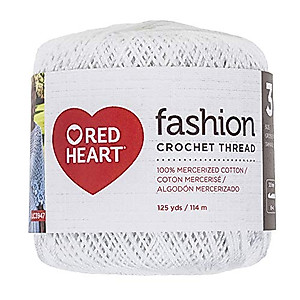 Red Heart Fashion Crochet Thread, 3, White 375 Foot