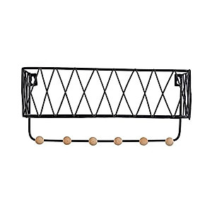 Cabilock Home Decor Wall Mounted Shelves 1pc Size Grid Rack Decorative Organizer Black, Large with Holder Storage Wall-Mounted Shelf Hooks Modern Iron Hanging Wrought Home Decor Wall Mounted Shelves