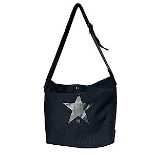 Fashion star canvas shoulder bag for men and women casual big travel bag leather messenger bag