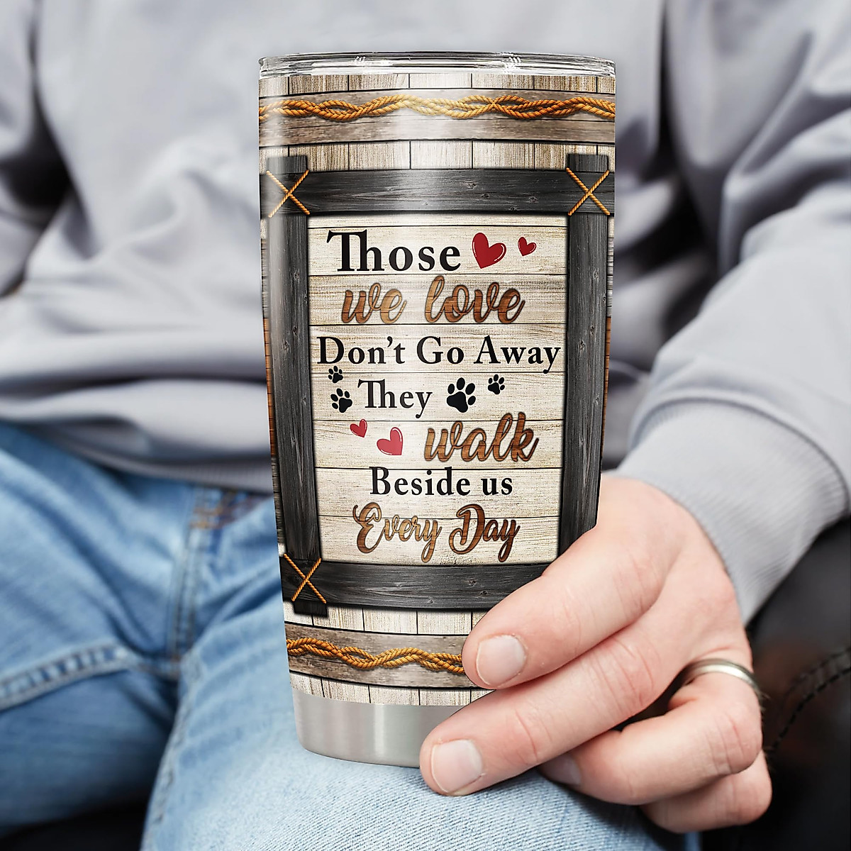 Personalized Photo Dog Tumbler With Lid Customized Name Picture Insulated Cup Stainless Steel Travel Mug Pet Remembrance Mising Sympathy Loss Gifts For Dogs Lovers