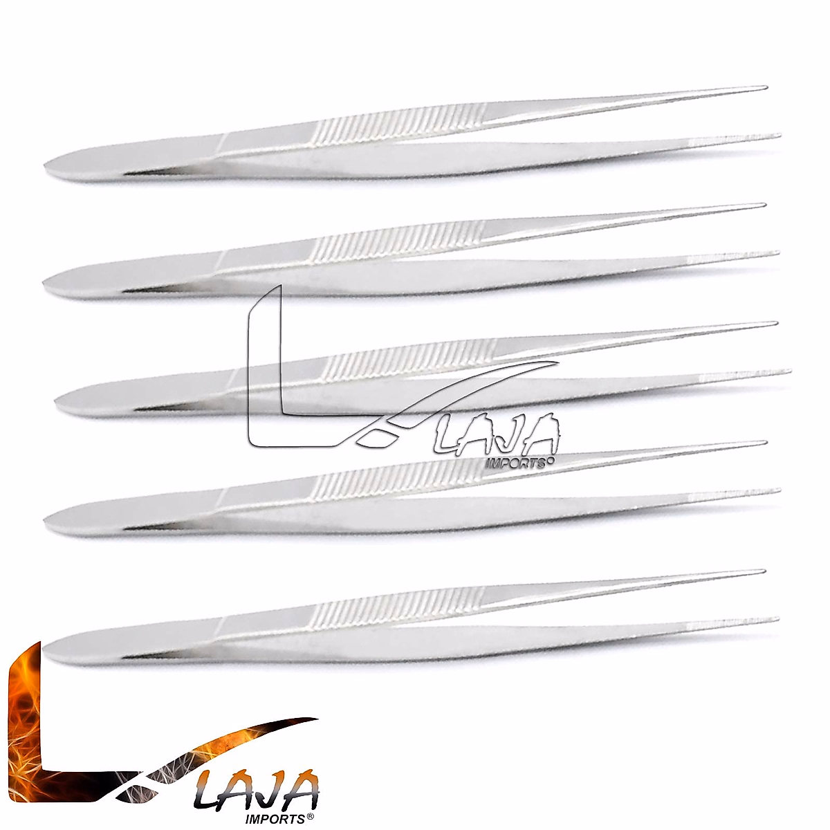 LAJA Imports Set of 5 Disecting Disection Science Lab Tweezers Forceps 'Splinter (Fine Point 4.5")