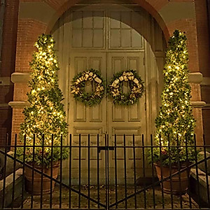 YEGUO Solar Fairy Lights Outdoor Waterproof, 4 Pack Total 132ft 400 LED Solar String Lights Warm White, 8 Modes Silver Wire Solar Twinkle Lights For Deck Camping Patio Garden Tree Yard Xmas Decoration