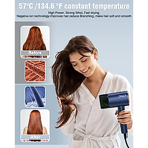 CENJOY Hair Dryer - 1875W Negative Ion Hairdryer with Diffuser, 2 Heating/2 Speed/Cool Setting, Lightweight, Compact, Portable, Quiet for Home, Travel