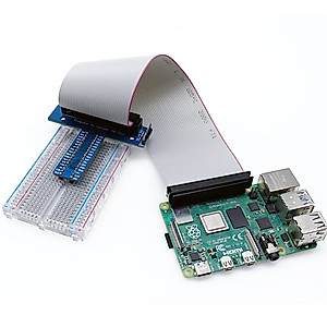 Treedix Pi GPIO Breakout Expansion Kit for Raspberry Pi 4B 3B+ 3B 2B B+, T-Type GPIO Expansion Adapter Board + 400 Tie Points Solderless Breadboard + 20cm 40pin GPIO Flat Ribbon Cable + Pin Header