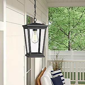 Odeums Outdoor Pendant Lights, Exterior Pendant Lighting Fixture, Outdoor Pendant Hanging Light Black, Pendant Ceiling Light