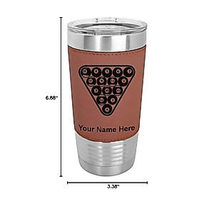 LaserGram 20oz Vacuum Insulated Tumbler Mug, Billiard Balls, Personalized Engraving Included (Faux Leather, Dark Brown)