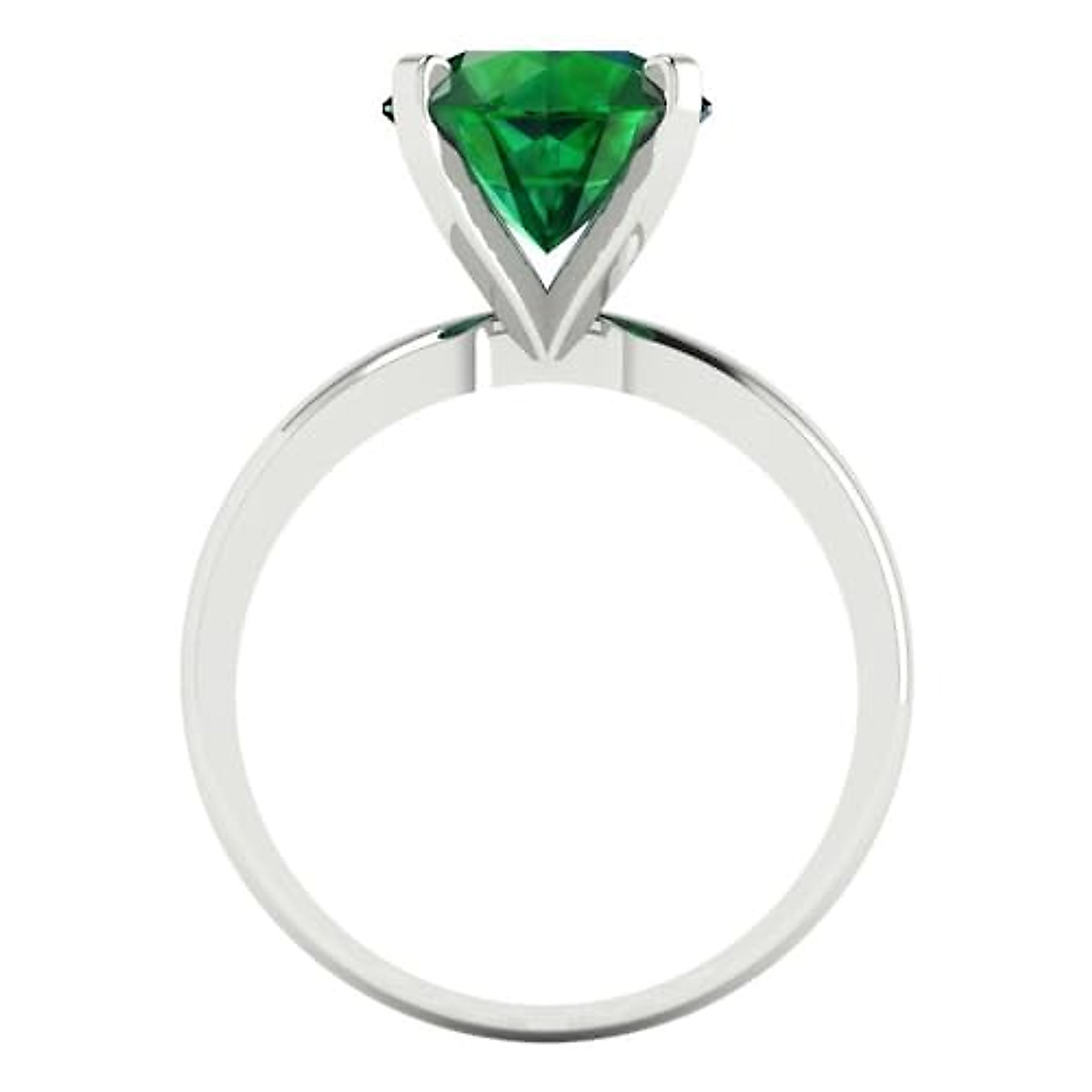 Clara Pucci 3.0 ct Round Cut Custom Engraving emerald Gem Engagement Wedding Solitaire W/Accent Ring in 18K White Gold for Women Size 11