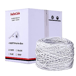 FiveStarCable 22-6 1000 Ft 22 AWG 6 Conductors Alarm Security Wire 22/6 22-6 Security Cable Alarm Audio Power Bulk Cable White