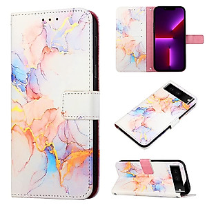 Asdsinfor for Google Pixel 8 Pro Case,Google Pixel 8 Pro Wallet Case,Credit Cards Holder Kickstand Shockproof Flip Magnetic Protection Phone Case for Google Pixel 8 Pro.Marble White YBL