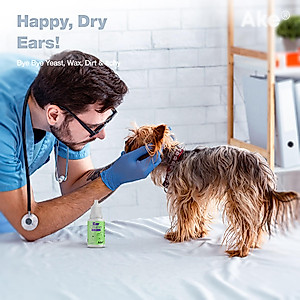 Ake® Dog Ear Cleaner Solution - Cat Ear Cleaner - Dog Ear Flush - Helps with Yeast, Wax, Dirt & Itchy Ear Canal - Dog Ear Wash - Otic Ear Solution for Dogs - Controlling Dog Ear Infections & Odor