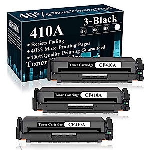 3 Pack 410A | CF410A Toner Cartridge Replacement for HP Color Laserjet Pro MFP M477fdn M477fdw M477fnw M452dn M452dw M452nw MFP M377dw Printer,Sold by TopInk