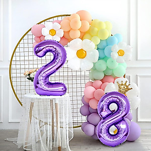 YFHVJTKO 32 Inch Number 19 Gold Crown Balloon Set,19th Celebration Decorations for Happy 19th Birthday Party Wedding Bridal Shower Engagement Photo Shoot Anniversary Decoration, Purple 19 Balloon