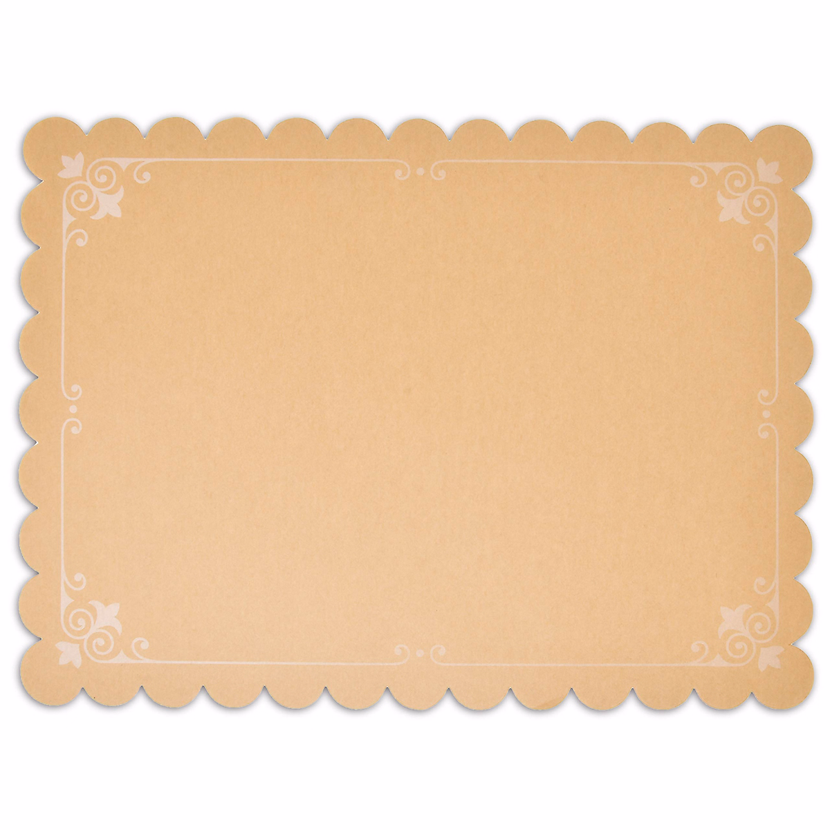 Gift Boutique 120 Disposable Brown Kraft Paper Place Mats 11"x 15" Rectangle Rustic Craft Printed Scalloped Place mat for Table Setting Mat Kitchen Bridal Shower Wedding Anniversary Party Decoration
