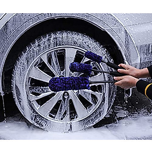 Car Wheel Brush Wash Kit - Soft Wool Tire Brush Ultimate Car Detailing Brushes Multifunctional Tire & Wheel Tools Cleaning Brush 3 Pack