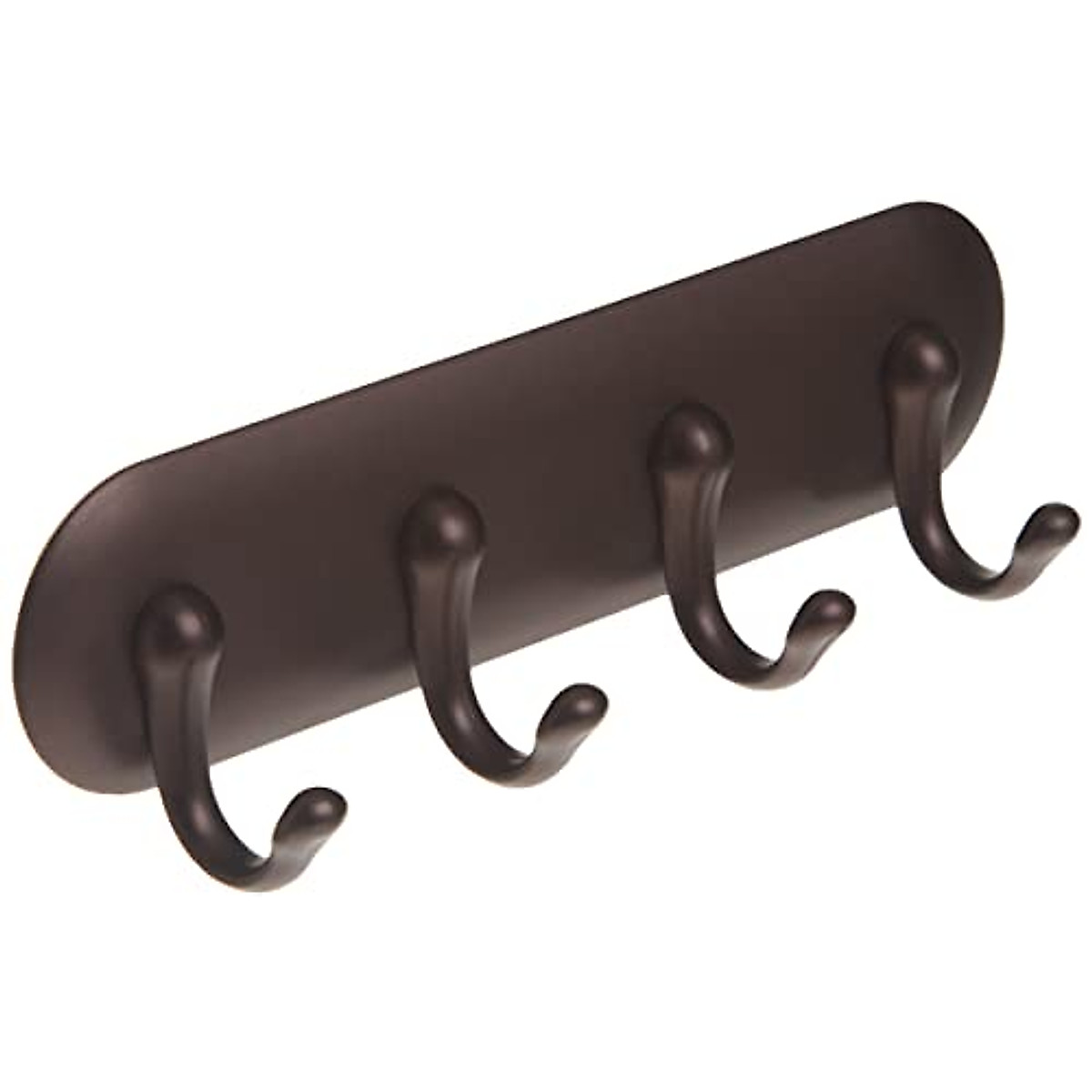 iDesign York Self Adhesive Plastic Key Rack, 4-Hook Organizer for Kitchen, Mudroom, Hallway, Entryway, 1.5" x 7" x 5.5" - Bronze