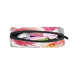 TNAIUGNDI Flowers Pencil Bag for Girls Boys, Pink Peony Flower Pencil Case Pouch for School Office，With Zipper Pencil Pouch for Student Women Men