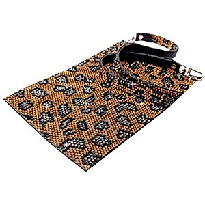 Jacqueline Kent JKBG108.LEPGO Bubbles & Bling Cellphone Crossbody Purse 7 Inches x 4.75 Inches Wild Thing Leopard Gold