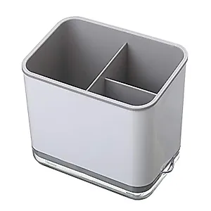 AKOAK 1 Pack Chopstick Holder - Cutlery Storage Box, Sink Cutlery/Spoon/Knife/Fork 3 Compartment with Drain Pipe Ideal Kitchen Organizer