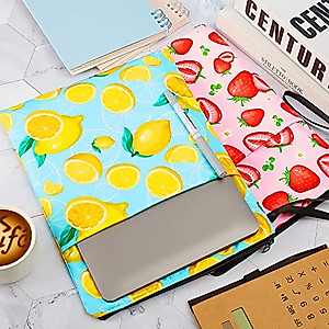 4 Pcs Book Sleeve for Book Lovers Orange Lemon Watermelon Strawberry Print Book Sleeve with Zipper Fruit Book Protector Pouch Washable Fabric Book Covers Paperback Book Pouch for Teen Adult Girls Gift