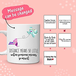 Custom Long Distance Friendship Mug, Side by Side or Miles Apart Coffee Mug, Personalized Going Away Gift for Sister, Best Friend, Choose Names & States, 11 or 15 oz