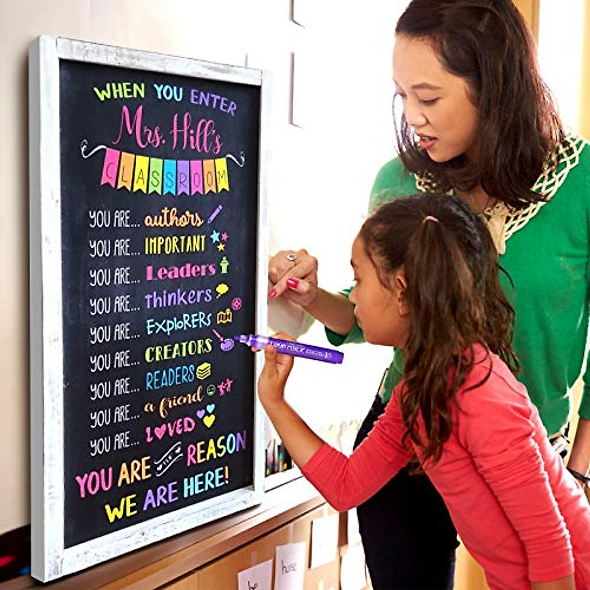 HUIHUIBI Liquid Chalk Markers 15 Colors Washable & Wet Erase Neon Chalk Pens Erasable Board Marker Dry Erase Marker Pen for Blackboard, Chalkboards, Windows, Glass, Bistro, Signs