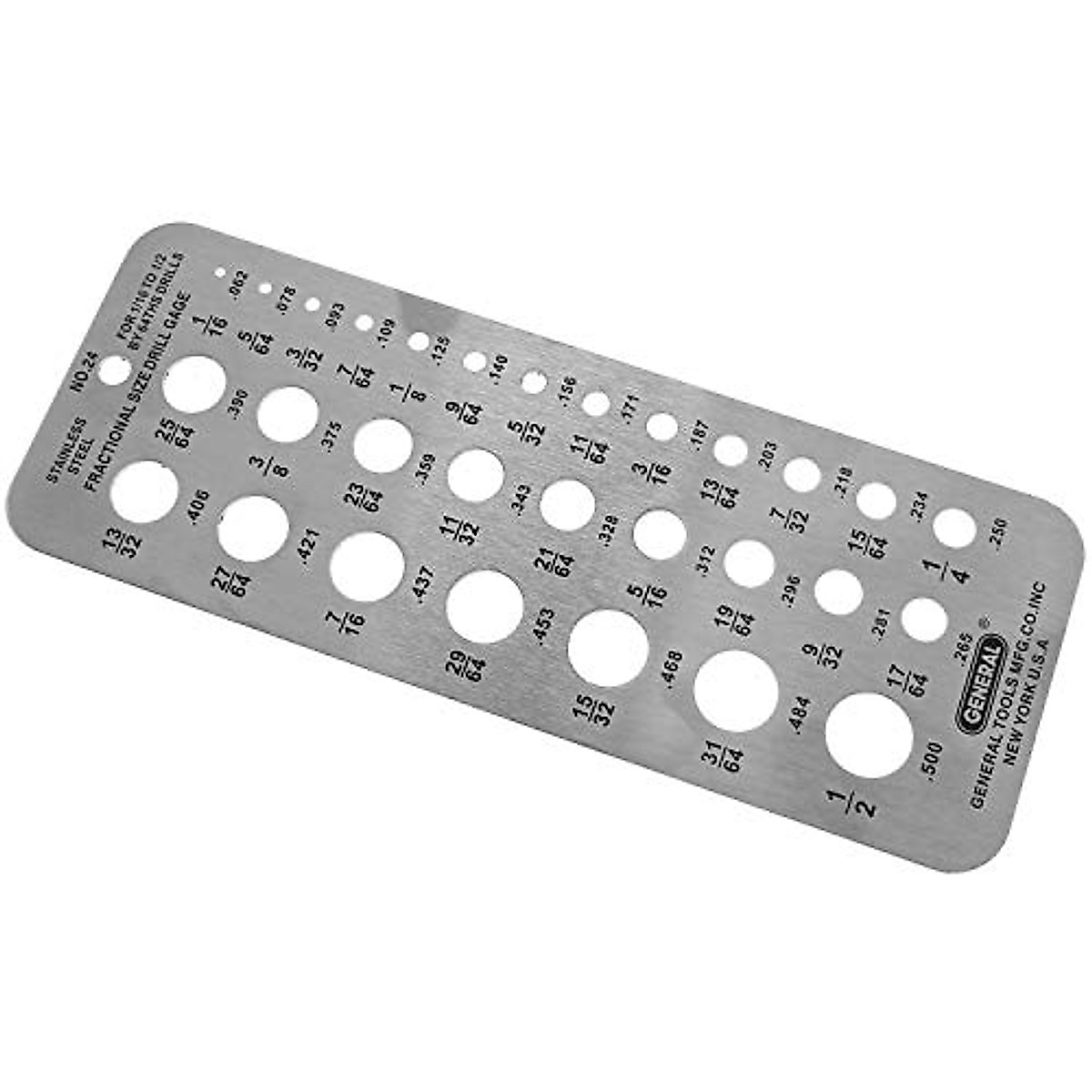 Magic&shell Drill Gauge Stainless Steel Drill Bit Size Checker Plate Measuring Tool for 1/16Inch to 1/2Inch Size Bits 29 Holes