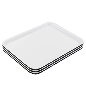 Waikhomes 6 Packs Fast Food Serving Tray, Plastic Breakfast Serving Trays, Rectangle Non Slip Tray