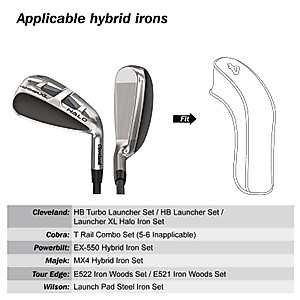 BIG TEETH Golf Hybrid Iron Head Cover 9Pcs Hybrid Head Covers Set Long Hybrid Iron Covers, Golf Club Covers W/Big NO. for Cleveland Launcher, Cobra T Rail Hybrid Irons (1set of 9pcs(4-9,P,A,S))