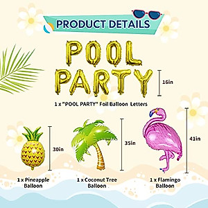 Pool Party Decorations for Girls Kids Birthday Summer Beach Party Decorations Pool Party Favors Supplies Summer Birthday Party Decorations Tropical Luau Hawaiian Party for Boys Pool Party Balloons