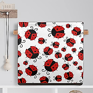 Animal Ladybugs Storage Cube Basket 13x13 Foldable Storage Organizer Container with Handle for Shelves Closet Bedroom Home Decor