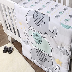 The Peanutshell Elephant Crib Bedding Set for Boys or Girls, 5 Pieces