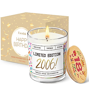18th Birthday Gifts for Girls, Happy 18th Birthday Gift Candle with Sprinkles, Unique 18th Birthday Gifts for Daughter, Niece, Granddaughter, Limited Edition 2006 - Vanilla Candle, 7oz